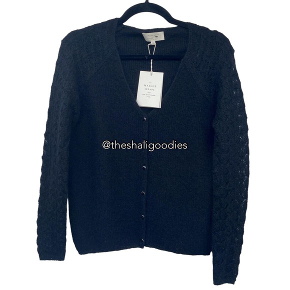 Sezane | Sweaters | Sezane Garance Jumper Black Knit Cardigan Mohair ...